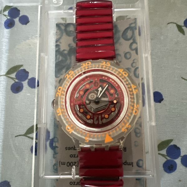 Vintage Rare!! 90s Red Swatch Scuba 200. New with Box and papers ...
