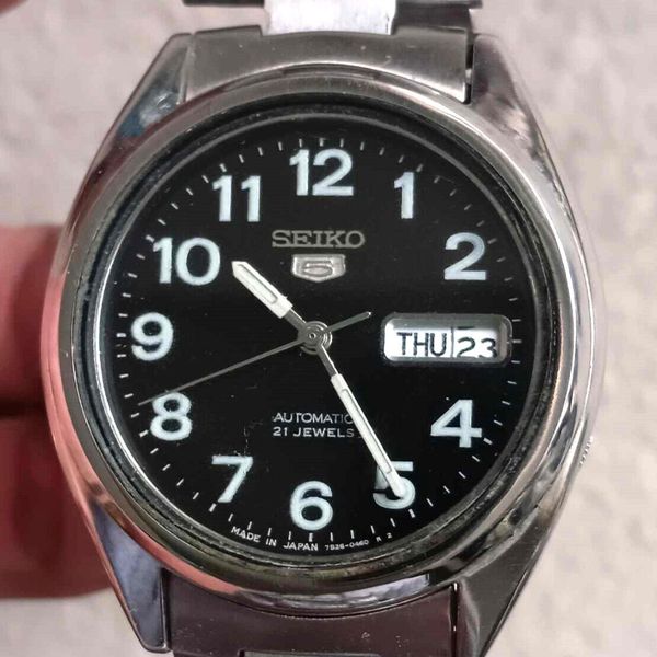 Vintage Seiko 5 automatic Black dial men wrist watch 21 jewels Cal 7s26 | WatchCharts Marketplace