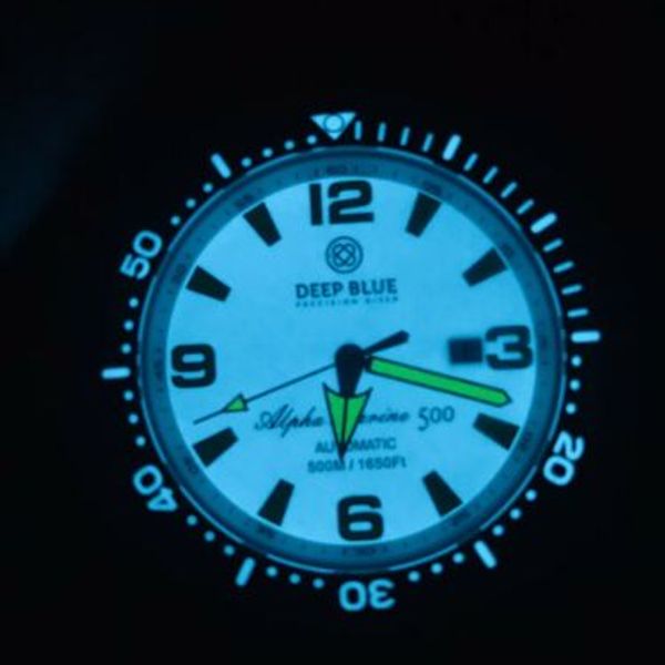 DEEP BLUE ALPHA MARINE AUTO / CERAMIC LUMINOUS BEZEL FULL LUME WHITE ...