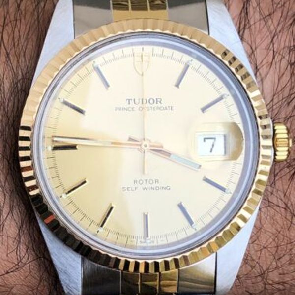 TUDOR PRINCE OYSTER DATE Two Tone Champagne Dial "Jumbo" 38mm Case ...