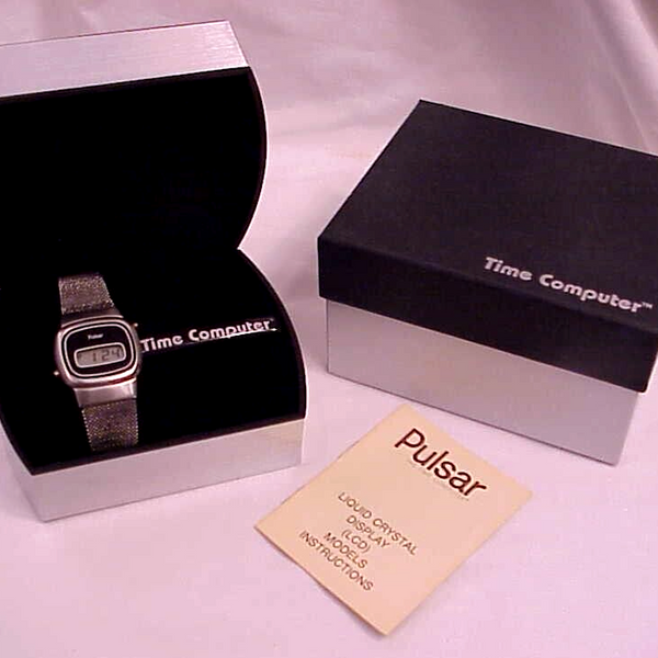 Reduced !! VINTAGE Pulsar Time Computer LCD WATCH Model 3140 Stainless ...
