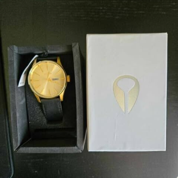 Nixon Sentry Leather Men's Wristwatch All Gold/Black A105 510 ...