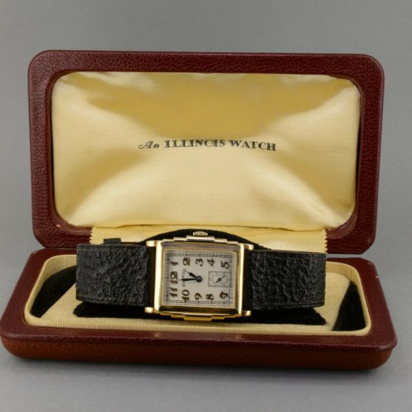 Fine Art Deco Illinois Baronet Solid 14K Gold Wristwatch Watch 1932 ...