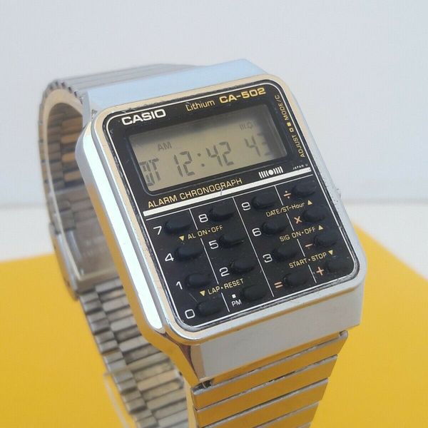 Vintage Casio Lithium CA-502 Calculator Alarm Chronograph Mens Watch ...