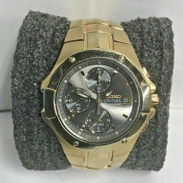 SEIKO COUTURA ALARM CHRONOGRAPH 100M MENS WATCH 7T62-0FA0 Gold | WatchCharts