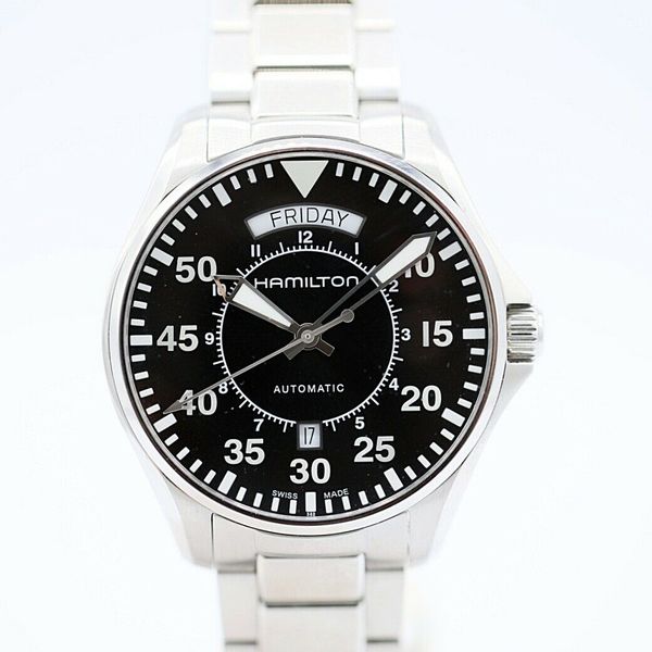 Hamilton H646150 Khaki Aviation Pilot Steel 42mm Day Date Automatic Men ...
