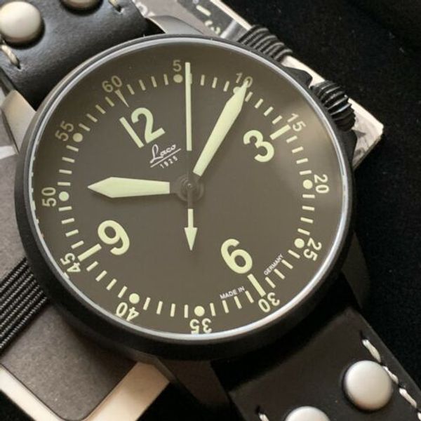 BELL X-1 LACO Pilot Watch Automatic 42mm Sapphire Aviator Strap Box ...