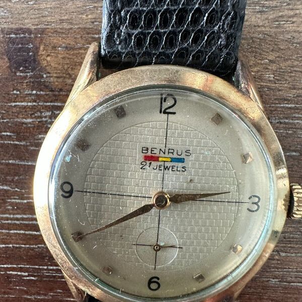 Round Vintage Benrus Watch 21 Jewel Face 10k Gold Filled Working ...
