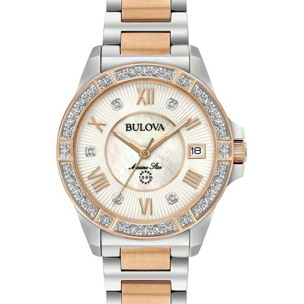 BULOVA 98R234 LADIES MARINE STAR MOTHER OF PEARL & DIAMOND WATCH NEEDS ...