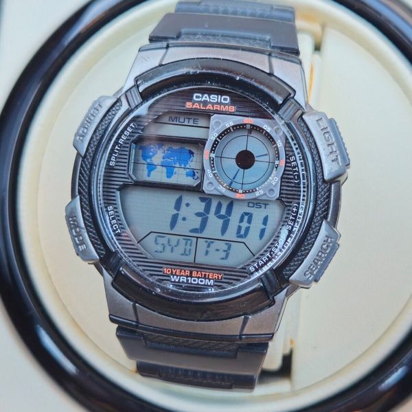 Used Casio Watch 3198 AE 1000W Black Strap Fully Working | WatchCharts ...