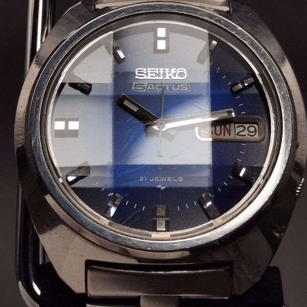 Vintage Seiko 5 Actus 7019-7350 Cut Glass Men's Watch Automatic From Japan | WatchCharts Marketplace