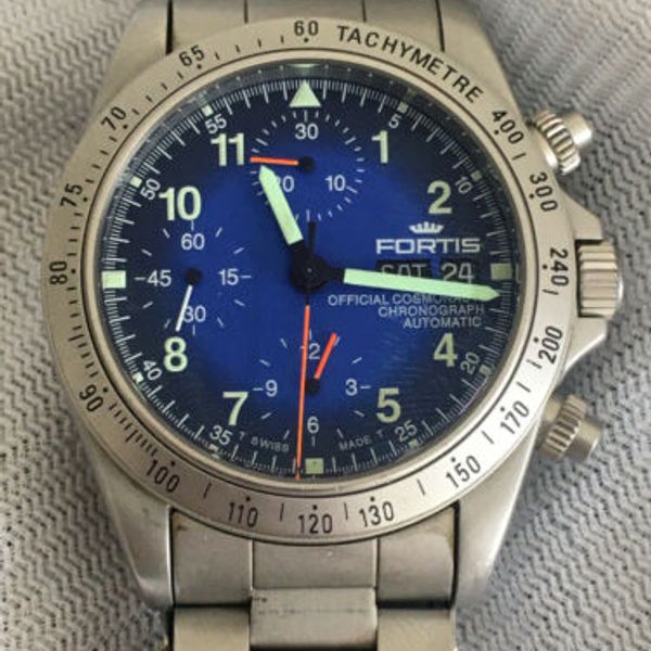 Fortis Cosmonaut Chronograph Luxury Watch, Stunning Blue Face ...