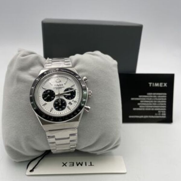 Mens Wristwatch TIMEX Q DIVER TW2W53300 Chrono Stainless Steel White ...