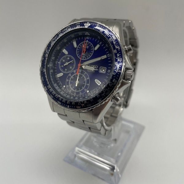 Seiko Flightmaster Pilot 7T92-0CF0 Quartz Chronograph Blue Dial ...