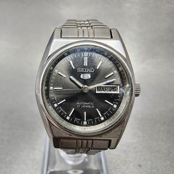 Seiko 5 Watch Women 25mm Gray Dial Stainless Steel Daydate Automatic ...