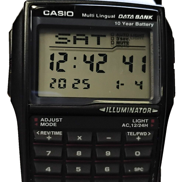 Casio DBC-32 Men's Retro Databank Watch Black Multi Lingual ...