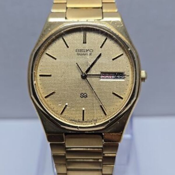Vintage Men's Seiko SQ 2633-7039 Gold Tone Quartz Watch New Battery | WatchCharts Marketplace