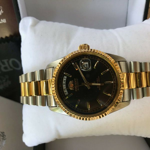 Orient Day Date Black Dial 2 tone Presidents HOMAGE Watch, Rare ...