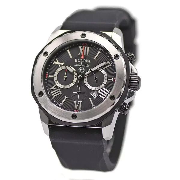 Montre chronographe à quartz Bulova Marine Star 98B127 cadran noir en ...