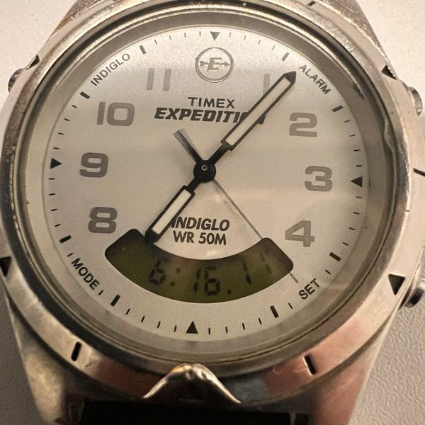TIMEX EXPEDITION INDIGLO ANA-DIGI QUARTZ CREAM DIAL MF13-Y-T5 MEN'S ...
