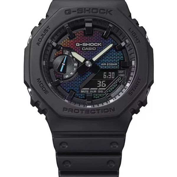 NEW Casio G-Shock RAINBOW BRICK WALL Carbon Core Mens Watch GA-2100RW ...
