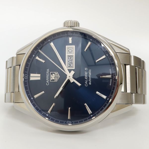 TAG Heuer Carrera Calibre 5 Blue Dial Stainless Steel Automatic Day/Date WAR201E | WatchCharts ...