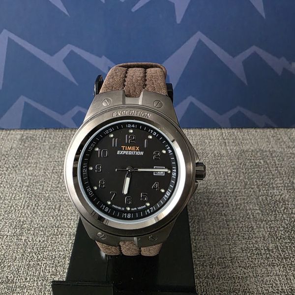 TIMEX EXPEDITION T49631 Brown Genuine Leather Strap Men's Watch. NEW ...