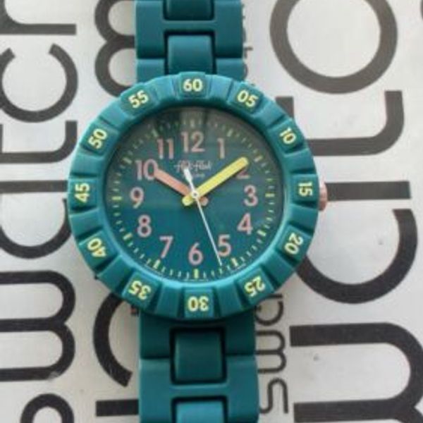 Flick Flak By Swatch Kids Learning Watch Scuba Green N Pink 34mm ...