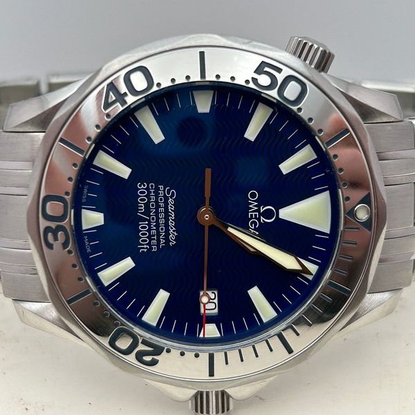 [$2,197 USD] Omega Seamaster Pro SMP 2055.80 2255.80 Electric Blue Wave Dial Sword Hands 41mm ...