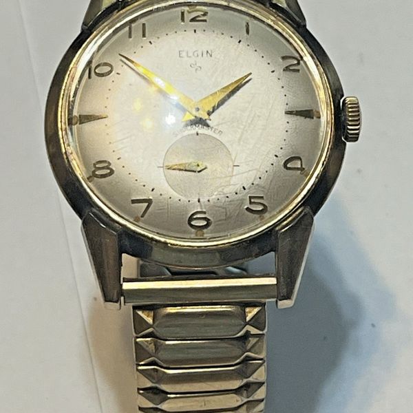 Vintage Elgin Shockmaster Men's Watch Sub Seconds Gold Tone Mechanical ...