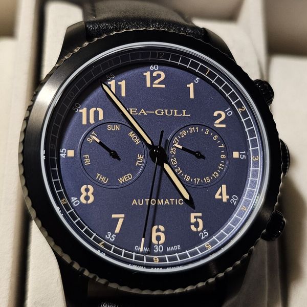 SEA-GULL Seagull ST25 Date Aviator Pilot Automatic Blue C3 43mm ...
