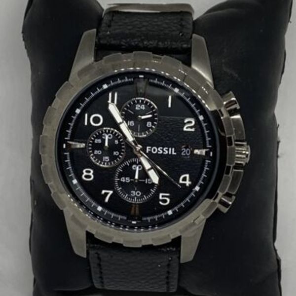 Fossil Dean FS4721 Men's Black Leather Analog Dial Quartz Genuine Watch ...