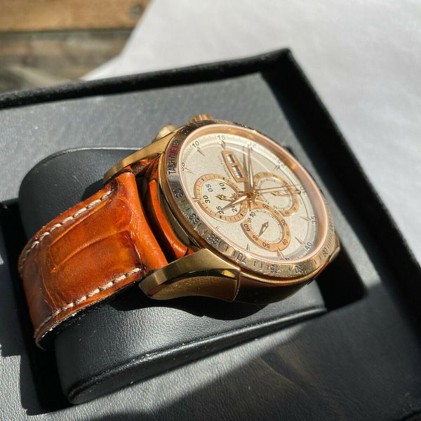 HAMILTON JAZZMASTER LORD H328362 VALJOUX 7750 GOLD CHRONOGRAPH ...
