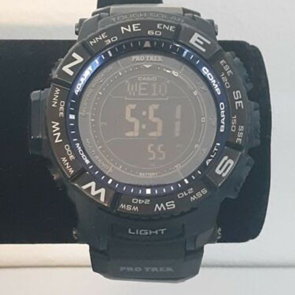 Casio Protrek Triple Sensor Solar PRW 3500Y With Atomic Timekeeping, Black-Blue | WatchCharts ...