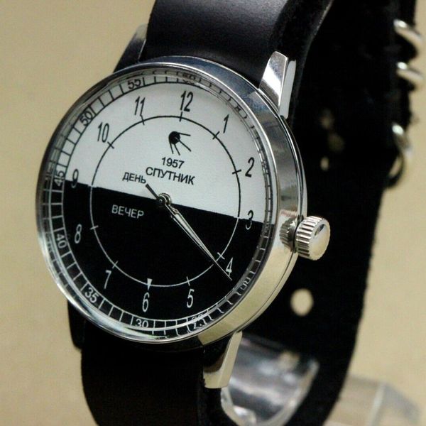 Wrist watch RAKETA Sputnik 1957 Classic watch Day & Night Soviet style ...