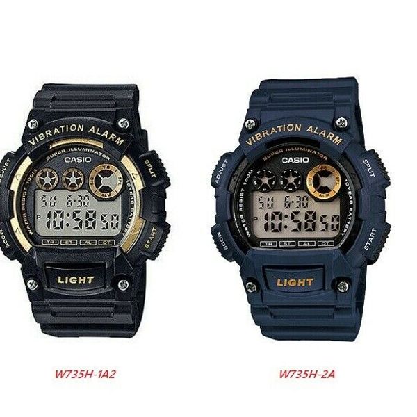Casio W735H-1A, W735H-1A2, W735H-2A & W735H-8A countdown Timer Digital ...