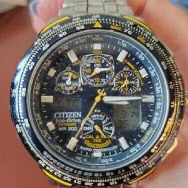 Citizen Eco-Drive Blue Angels Skyhawk AT solar atomic Ana-Dig watch ...