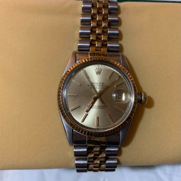Rolex Model 16013 Oyster Band Datejust Champagne Tapestry Dial & Fluted ...
