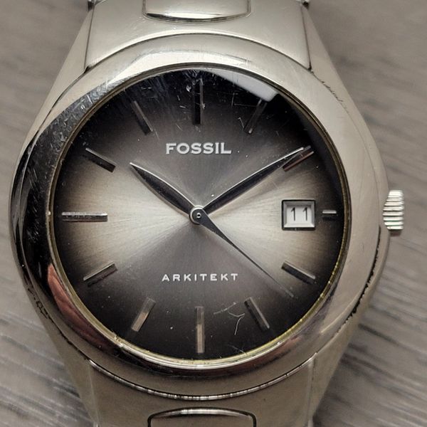 Fossil Arkitekt Watch Silver Tone Ombre Gray Dial Needs Battery ...