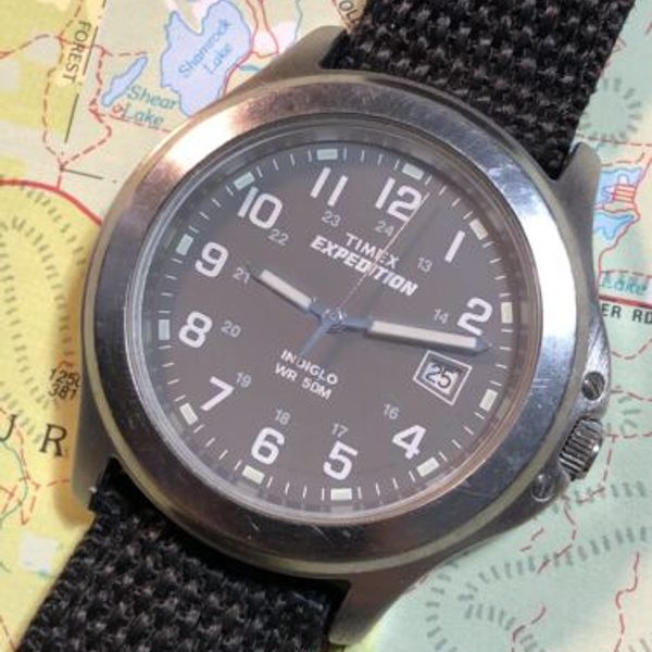 Timex Expedition Indiglo Menâ s Field Watch Military Time 50M SS Gray Dial 40mm | WatchCharts ...