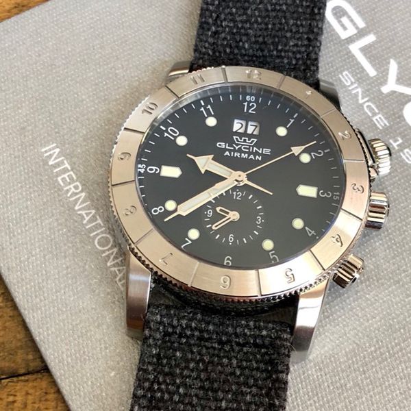 SOLD Glycine Airman 42 GMT Quartz black dial from Authorized Dealer ...