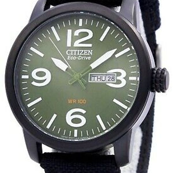 Citizen Eco Drive Military Black Canvas Strap BM8475-00X Men's Watch ...