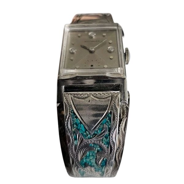 Unique Deco Inlay 10K Gold Filled Wittnauer Diamonds Watch Sterling ...