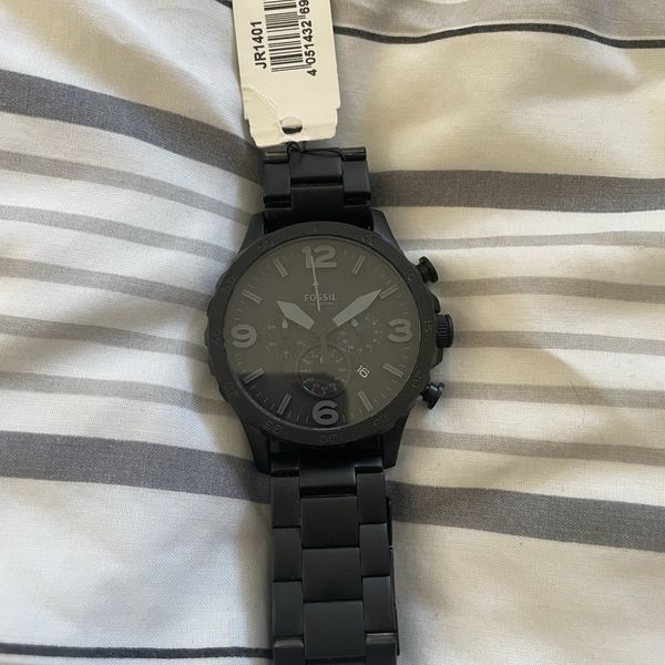 Fossil Nate Chronograph Black Stainless Steel Black Dial Menâ s Watch ...