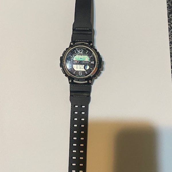 Casio Men's Fishing Gear 10 Year Battery Black/Silver Watch 5627 Moon ...