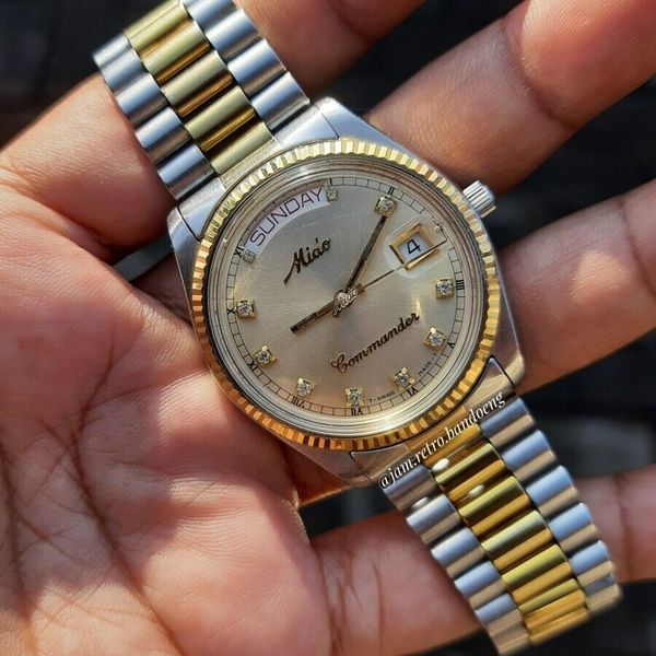 Rare mido president Commander twotone 8299 Automatic Index Diamond ...