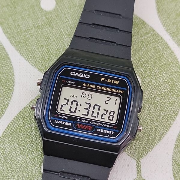 Casio F91W Watch Classic 33mm Black Men's Wristwatch Silicon Strap ...