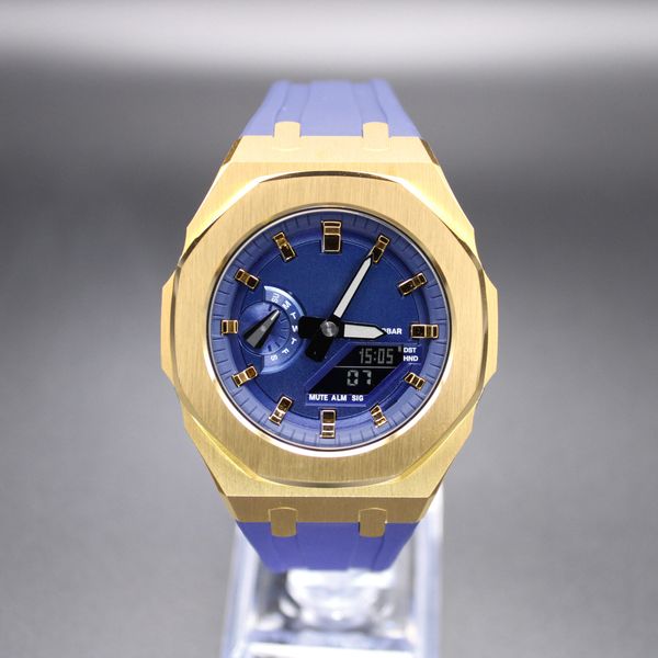 CasiOak "BLUE & GOLD" - Casio G-SHOCK GA2100 Mod - Orologio Uomo 44mm ...