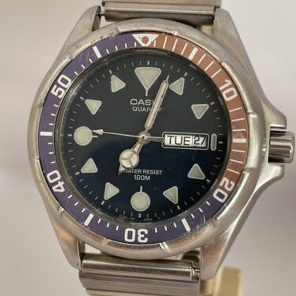 VINTAGE RARE CASIO MD-502 QUARTZ JAPAN PEPSI BEZEL DIVER WRIST WATCH ...