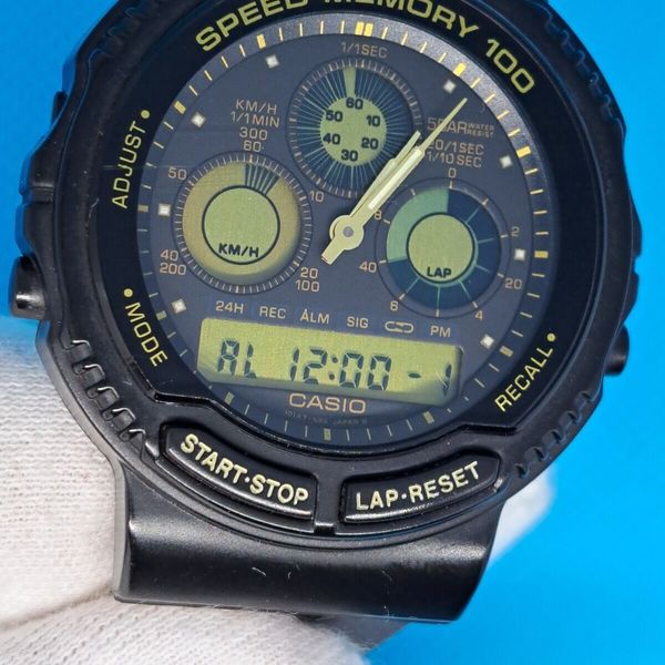 RARE Vintage Casio Digital Watch SPEED MEMORY 100 384 AW-20 1989 80s ...